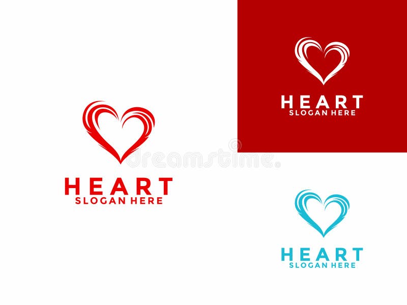 Heart Line Art Logo Vector Template. Abstract Modern Heart Logo Vector ...