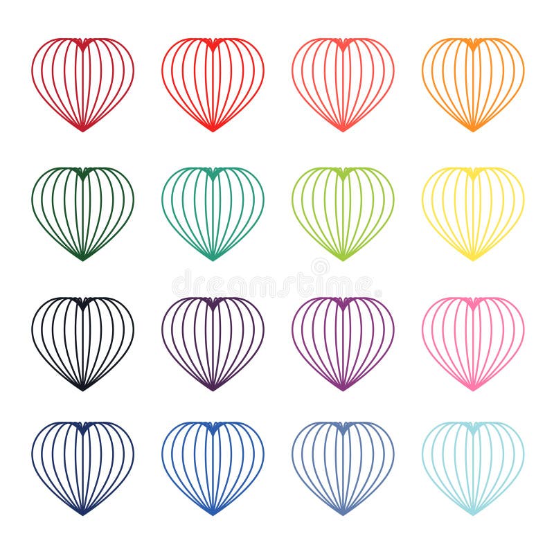 Heart line icon set stock vector. Illustration of beautiful - 300386708