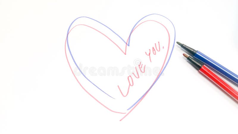 Heart Line Drawing by Color Pen Stock Image - Image of love, color ...
