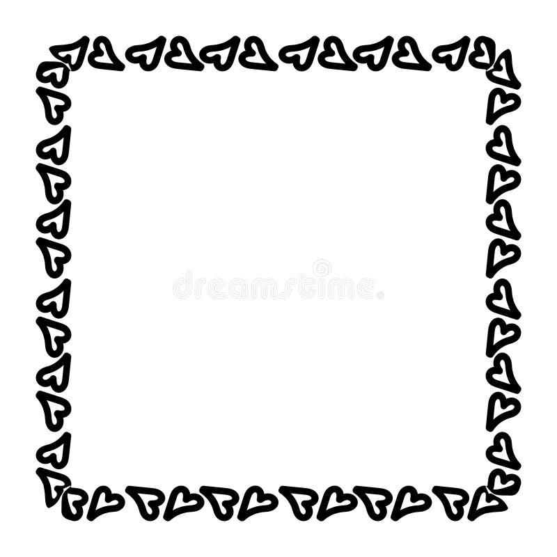 Heart Line Frame Square Doodle Art, Heart Border Outline Adorable ...