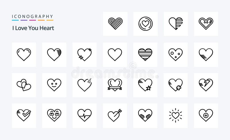 25 Heart Line icon pack stock vector. Illustration of romantic - 264514500