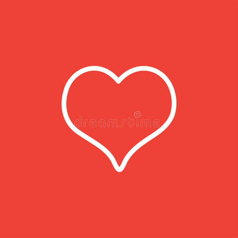 Heart Line Icon on Red Background. Red Flat Style Vector Illustration ...