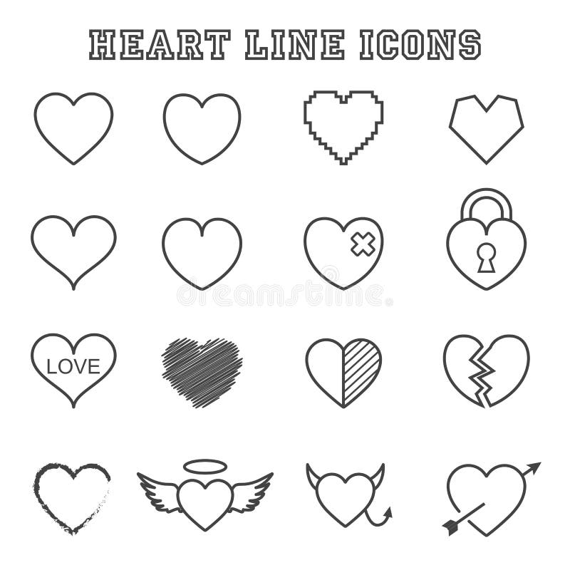 Heart line icons stock vector. Illustration of collection - 49683417