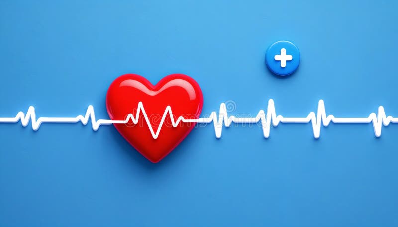 A Heart with a Line on it and a Plus Sign on Top Stock Illustration ...