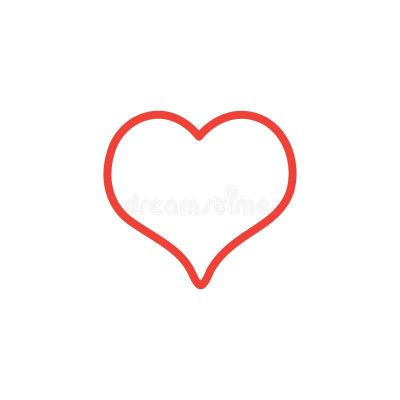 Heart Line Red Icon on White Background. Red Flat Style Vector ...