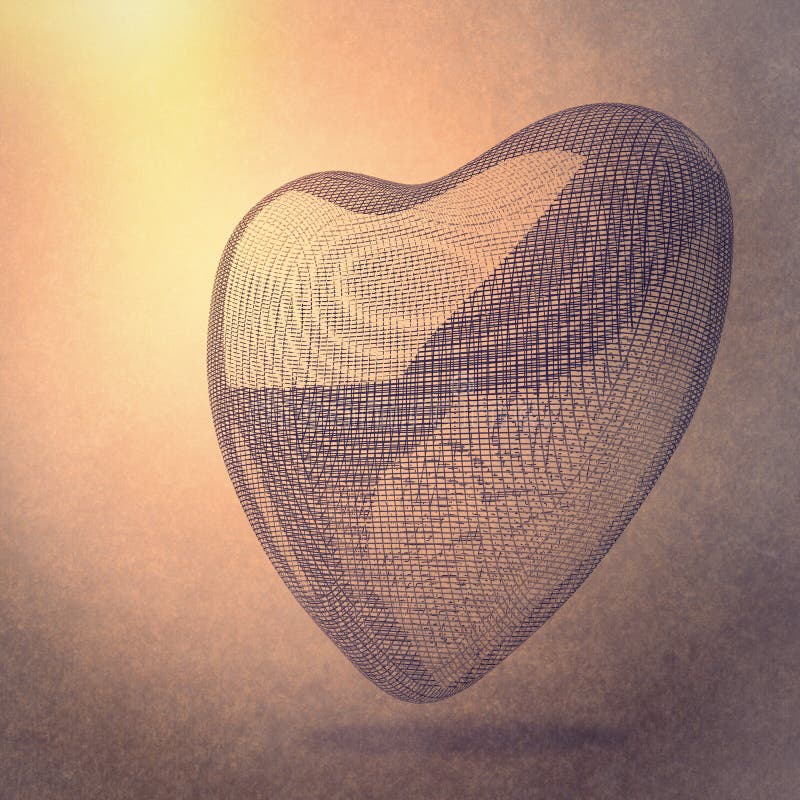 Heart lines mesh 3d stock illustration. Illustration of netting - 32697797