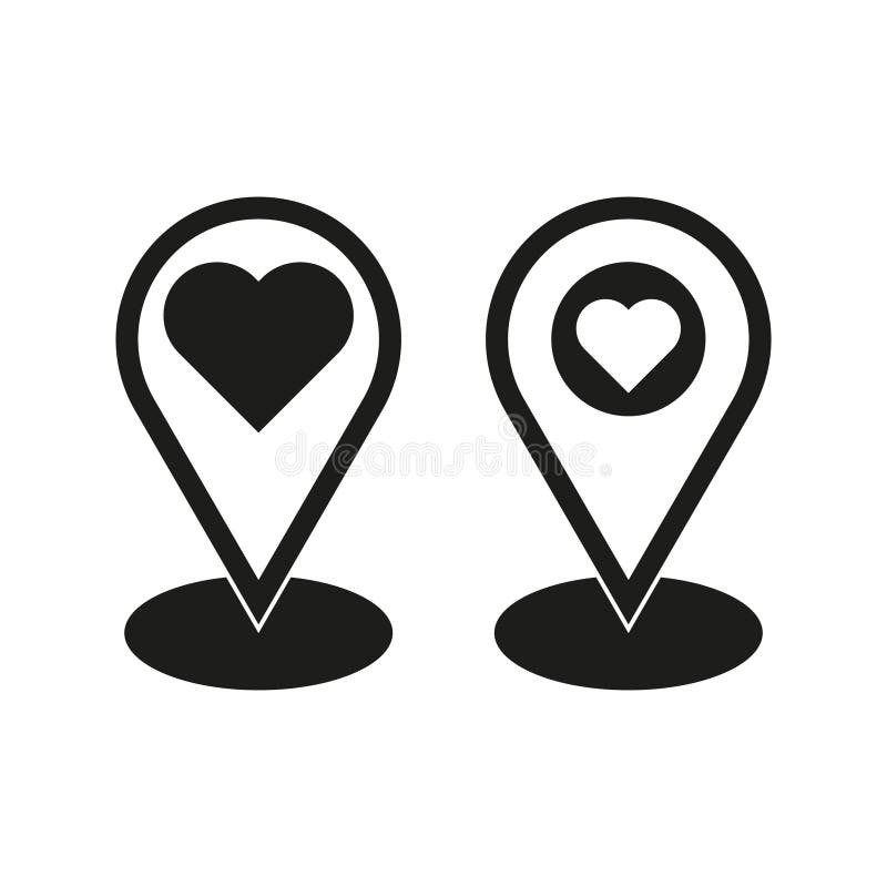 Heart Location Icon. Love Marker Design. Map Pin with Heart. Vector ...