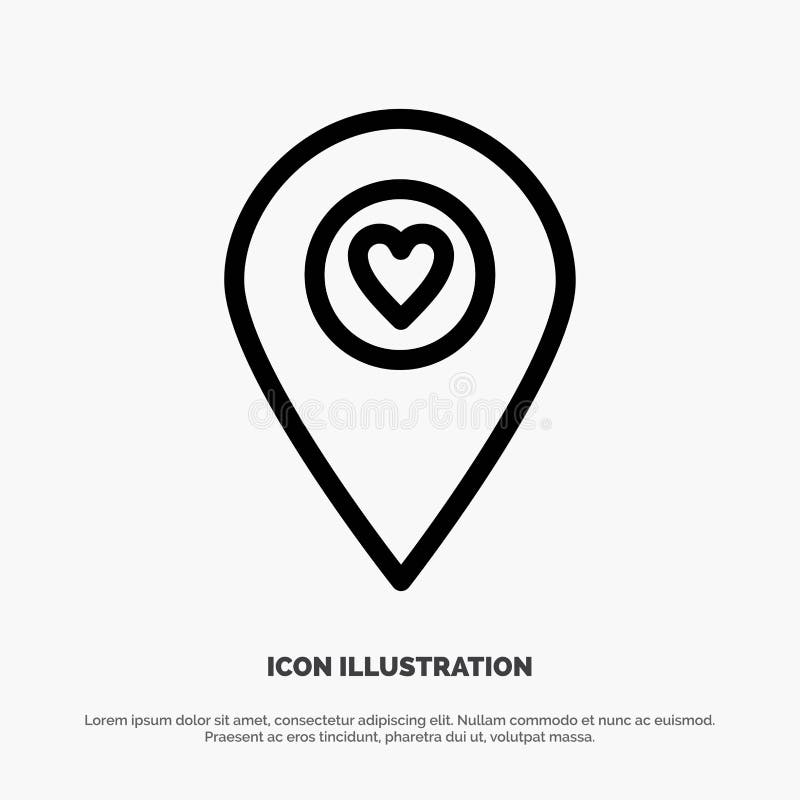 Heart, Location, Map, Pointer Line Icon Vector Stock Vector ...