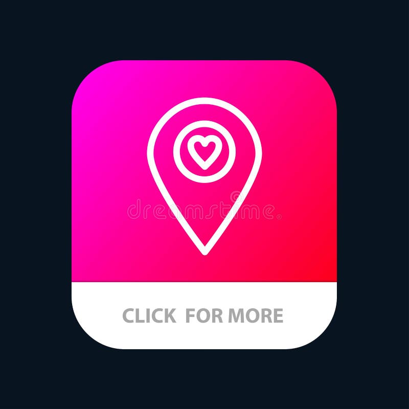 Heart Location Map Pointer Mobile App Button Android And Ios Line