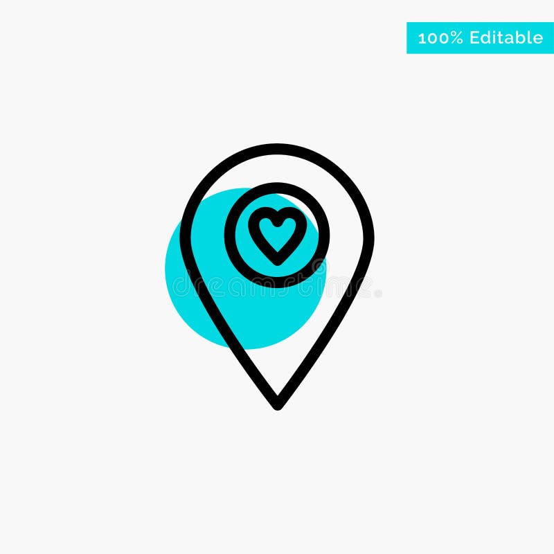 Heart, Location, Map, Pointer Turquoise Highlight Circle Point Vector ...