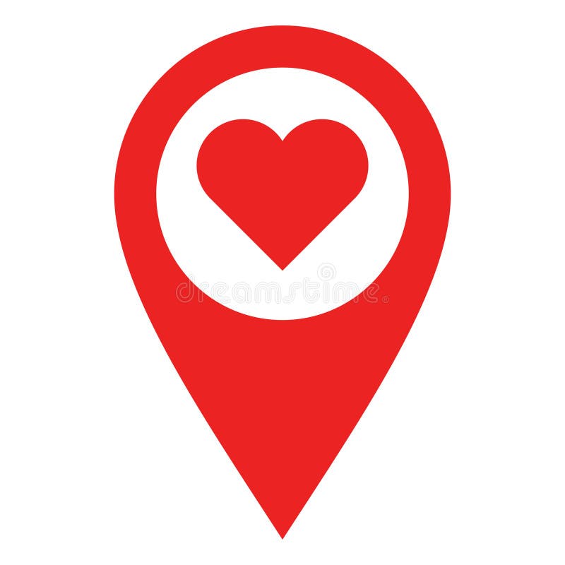 Heart Location Pin Line Icon Stock Vector - Illustration of rendezvous ...