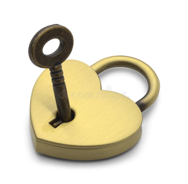 Brass Heart Lock Surrounded by Old Keys Isolated Stock Image - Image of ...