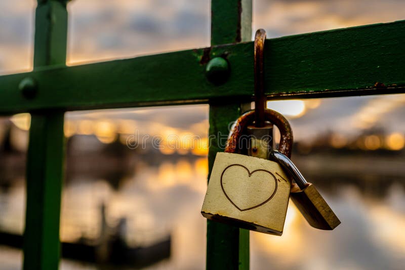 Heart Lock on Bridge stock photo. Image of padlock, memento - 366877434