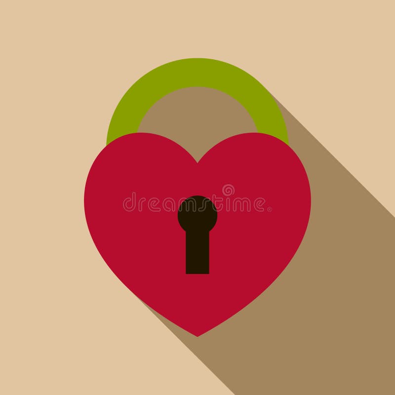 Heart Lock Icon, Flat Style Stock Vector - Illustration of lock, cupid ...