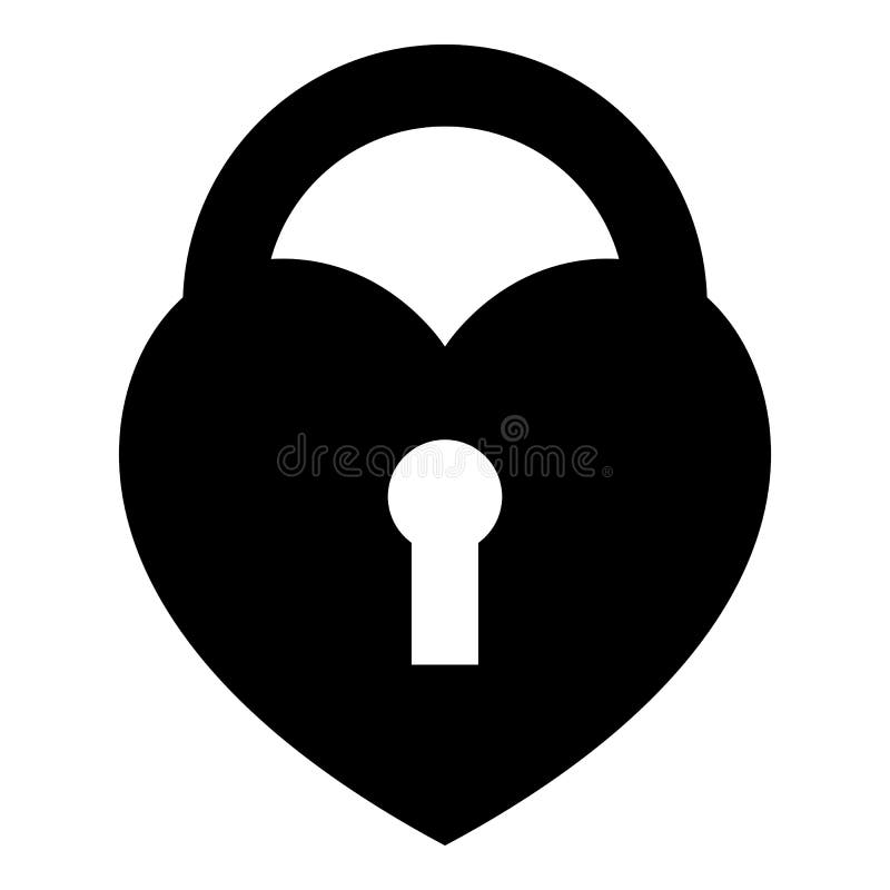 Heart Lock Icon, Simple Style Stock Vector - Illustration of black ...