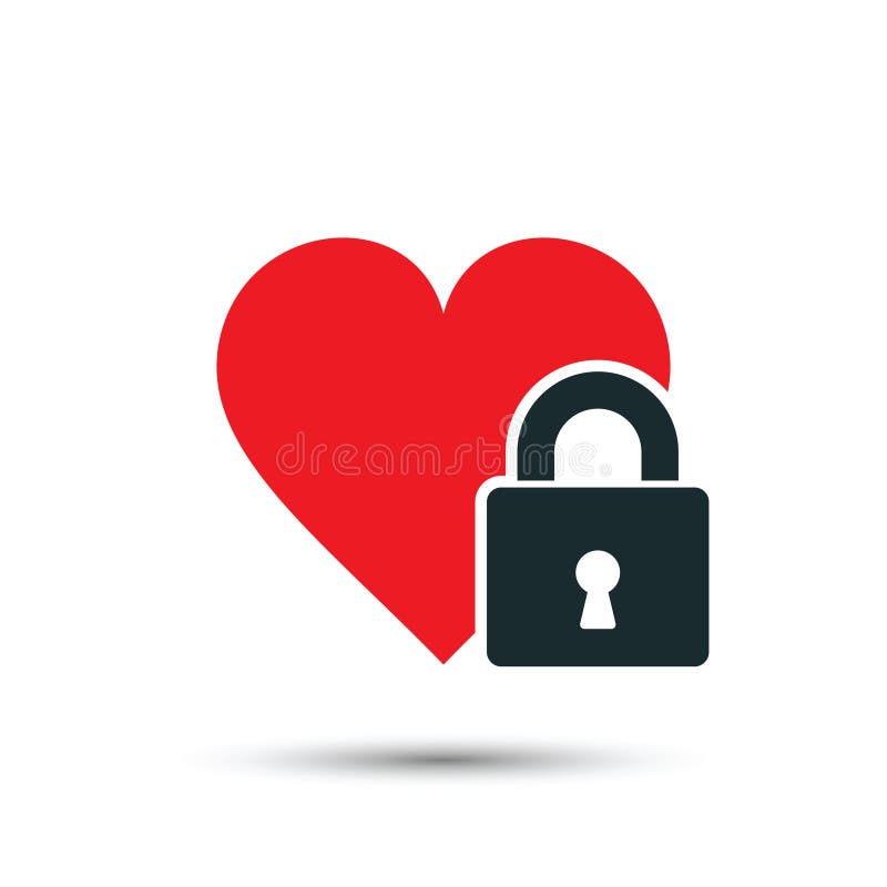 Heart lock icon, vector stock vector. Illustration of element - 184517703