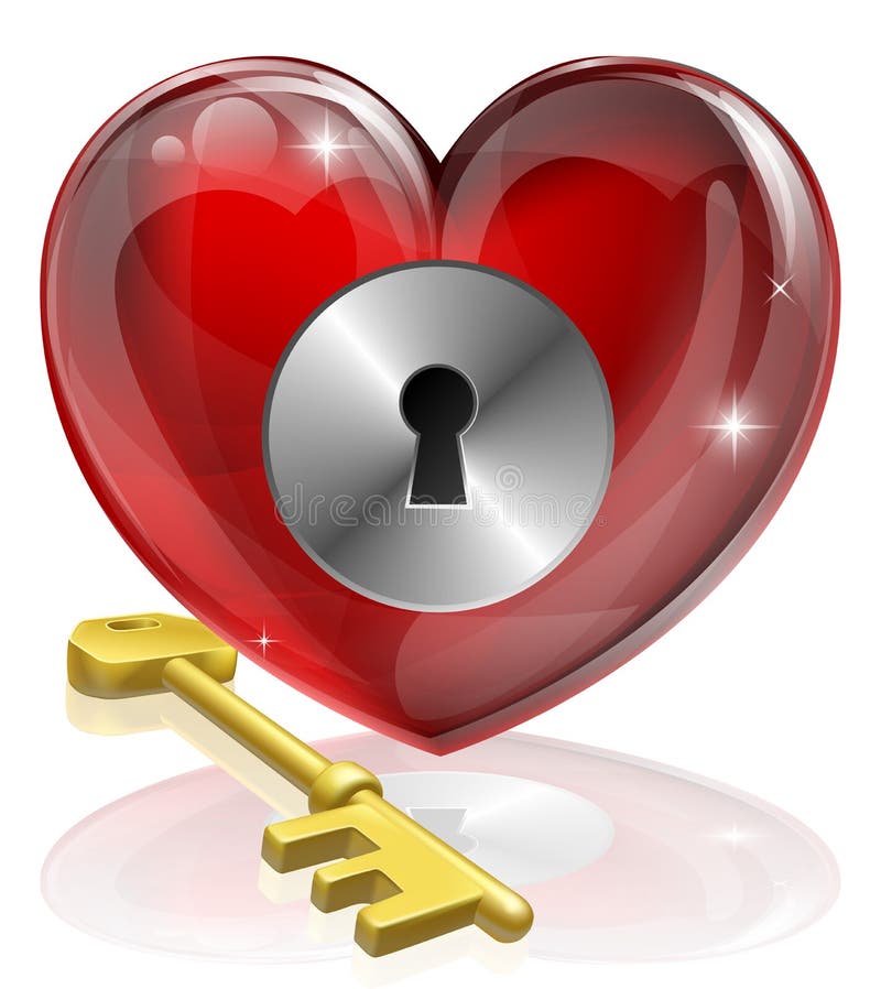 Heart lock and key stock vector. Illustration of hiding - 25525989