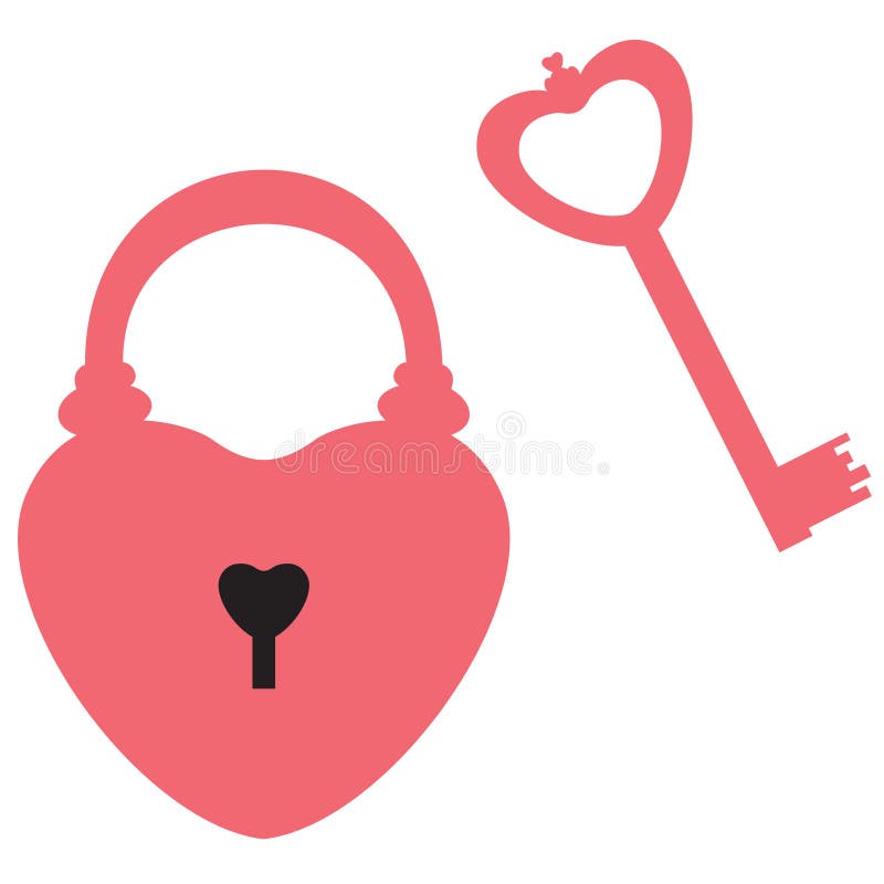 Heart lock and key stock vector. Illustration of pink - 28906009