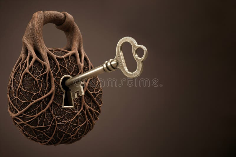 Heart Lock with a Key in the Form of Life. Space for Text. Stock Image ...