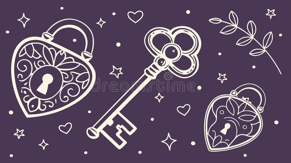 Heart Lock Skeleton Key, Love Secrets Pattern Vector Design Generative ...