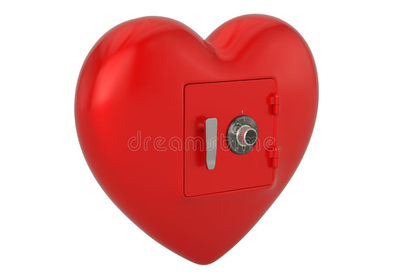 Heart Locked As a Safe Isolated on White Background. 3D Illustration ...