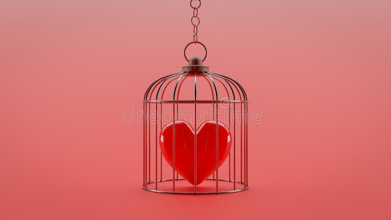 Heart is locked in a cage stock illustration. Illustration of forbidden ...