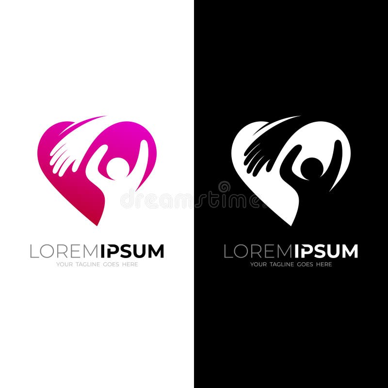 Heart Logo with Charity Design Template, Community Logos Stock Vector ...