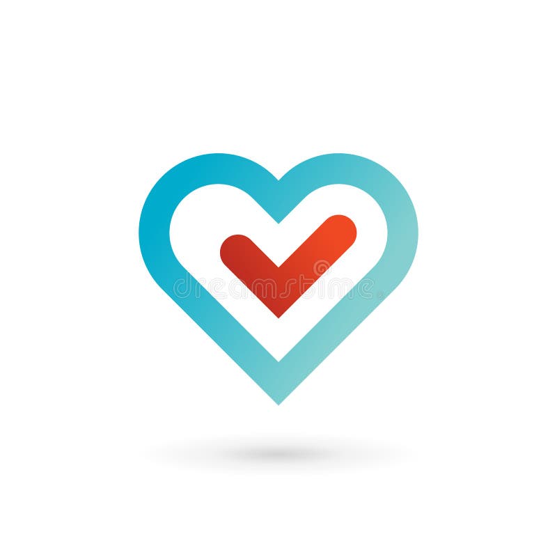 Heart Check Mark Logo Icon Design Template Elements Stock Vector