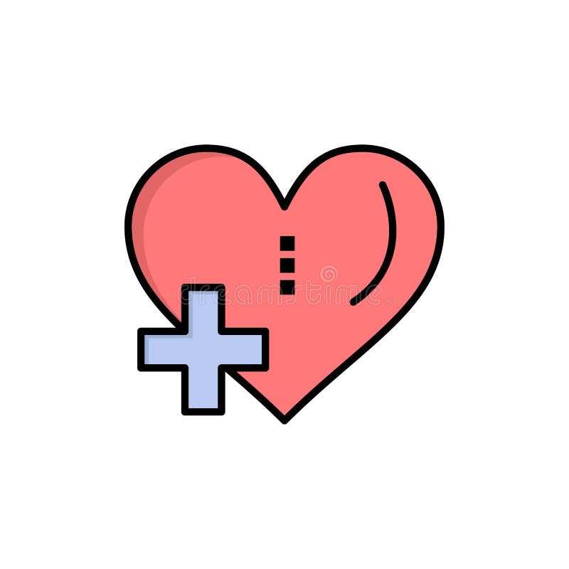 Heart, Love, Add, Plus Flat Color Icon. Vector Icon Banner Template ...