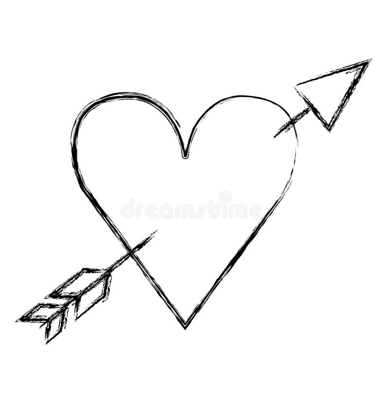 Heart Love with Arrow Romantic Icon Stock Vector - Illustration of ...