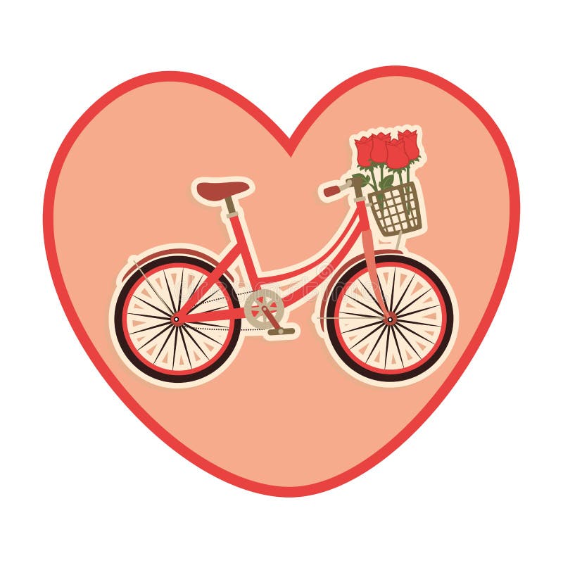 Heart Love with Bicycle Vehicle Isolated Icon Stock Vector ...