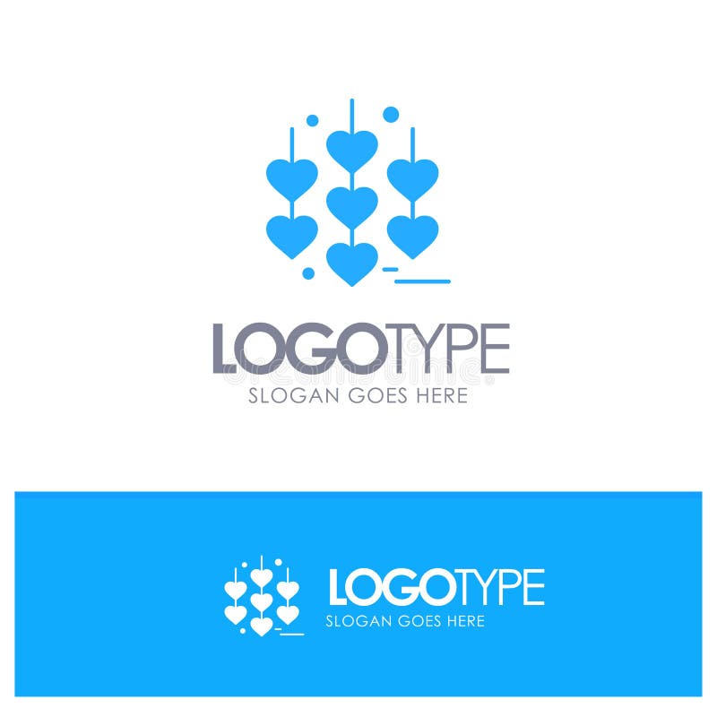 Heart, Love, Chain Blue Solid Logo with Place for Tagline Stock Vector ...