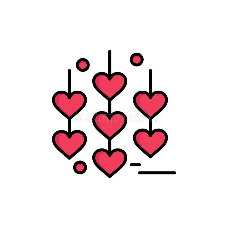Heart, Love, Chain Flat Color Icon. Vector Icon Banner Template Stock ...