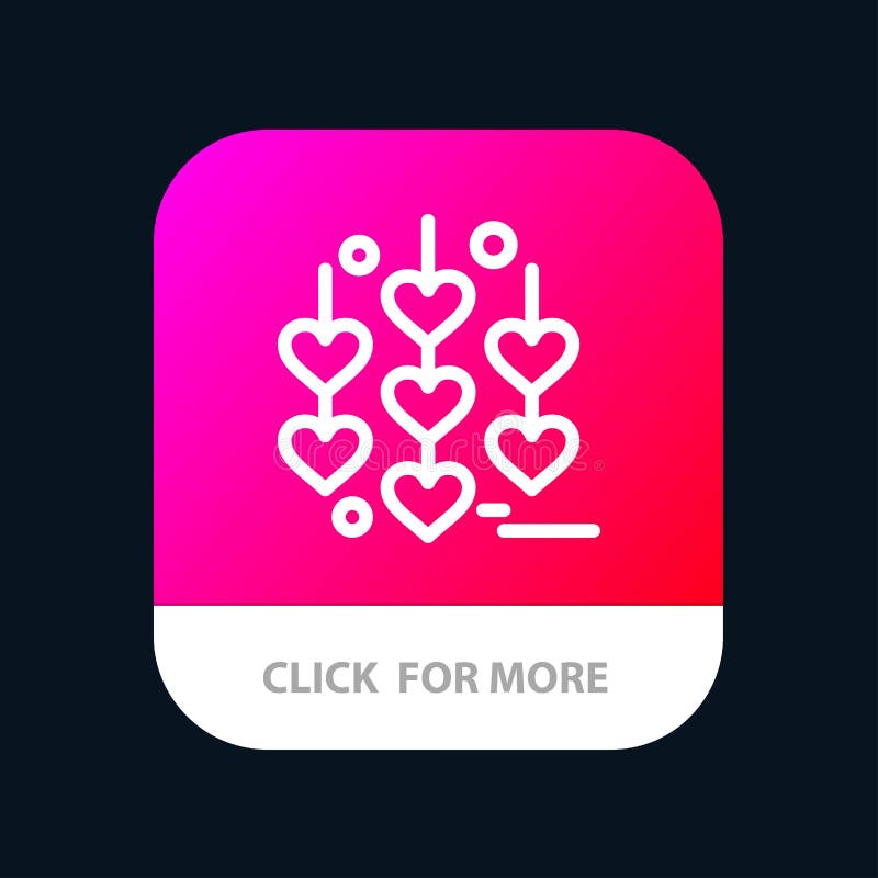 Heart, Love, Chain Mobile App Button. Android and IOS Line Version ...