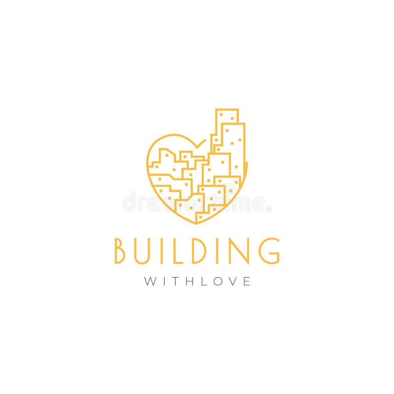 Heart Love with City Building Logo Design Stock Vector - Illustration ...