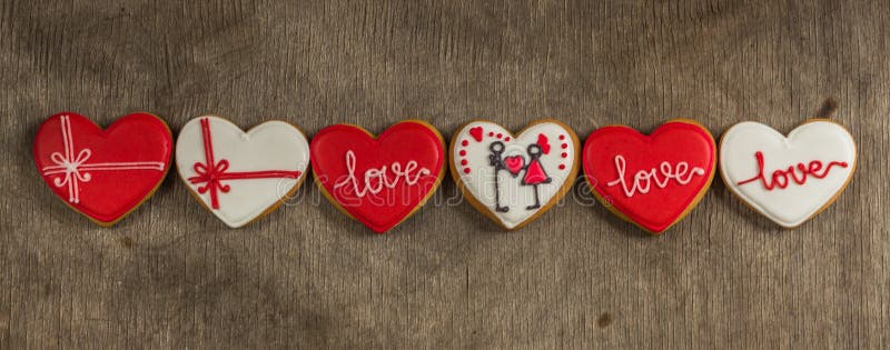Heart Love Colored Cookies on Valentines Day Stock Photo - Image of ...