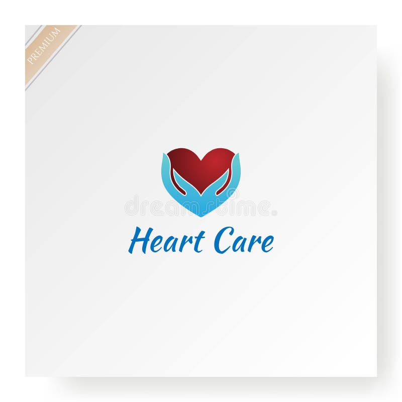Heart Love Hand Care Protect Logo Design Vector Stock Illustration ...