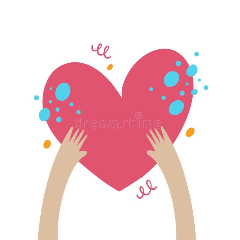 Heart Love and Hands. Doodle Sketch Vector Illustration. Stock Vector ...