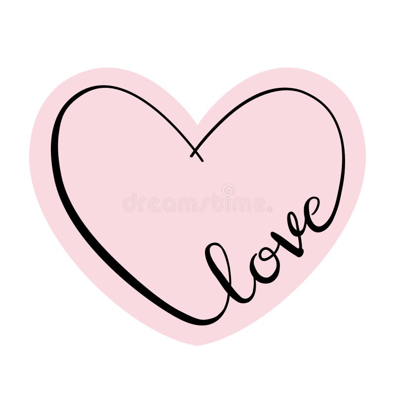 Heart Love Handwritten Sticker Stock Vector - Illustration of card ...