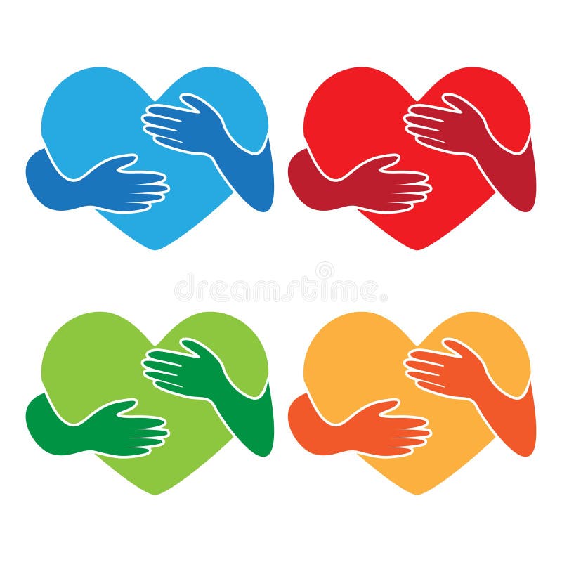 Heart Love with Hug Hand Illustration Vector Bundle Set Stock Vector ...