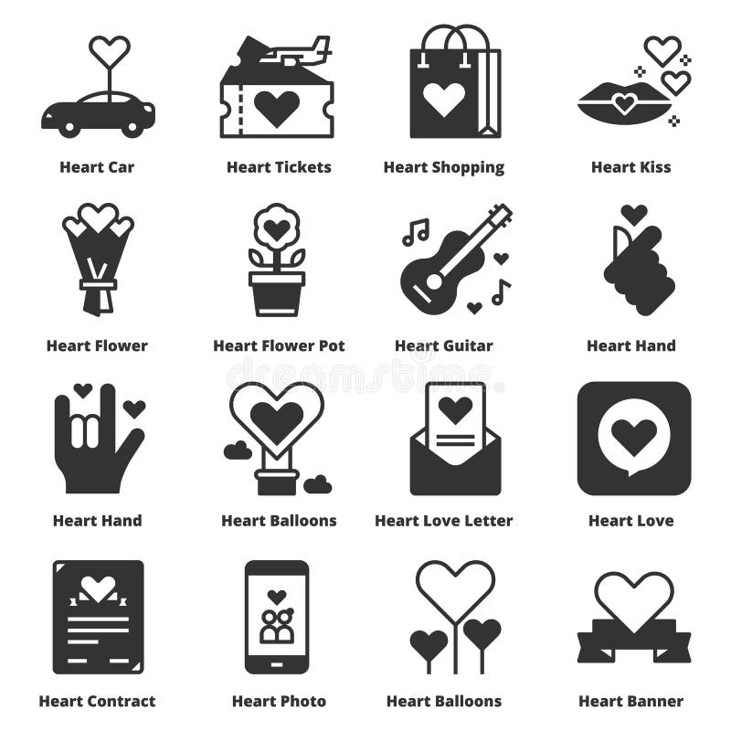 Heart Love Icons Line Color Vector Illustration Stock Vector ...