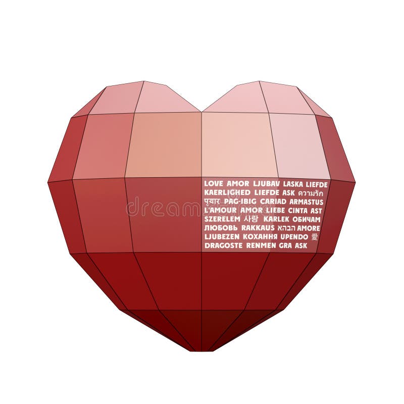 Heart&Love on 30 Language Stock Illustration - Illustration of language ...
