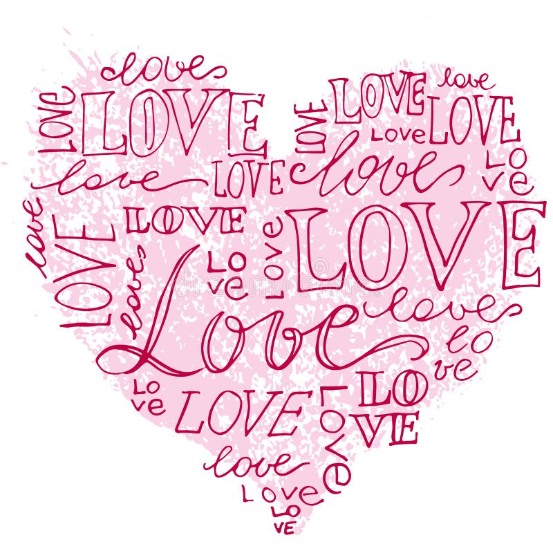 Heart Love Lettering on a Spray Background Vector Illustration Stock ...