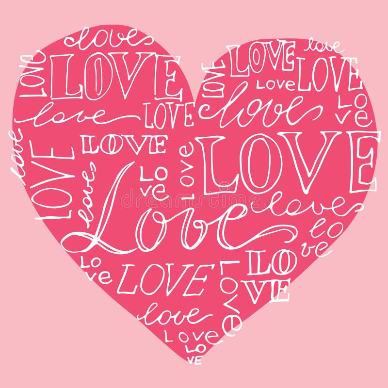 Heart Love Lettering Vector Illustration Stock Vector - Illustration of ...