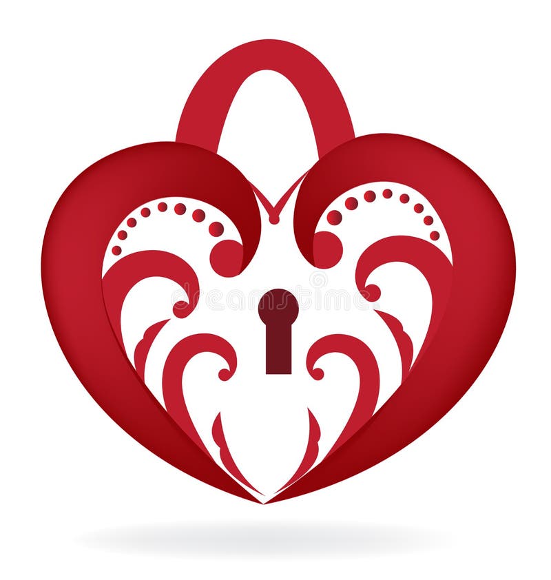 Heart love lock logo stock vector. Illustration of interface - 94654083