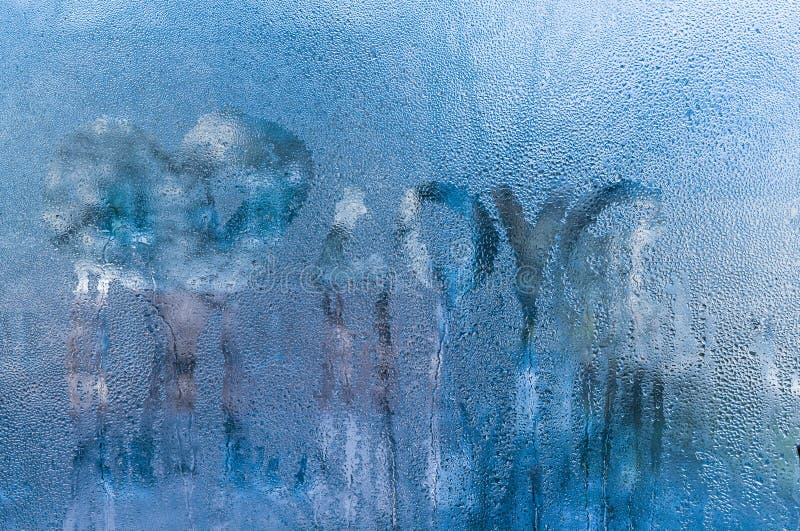 Heart and Love are Painted on Wet Glass. Stock Image - Image of heart ...