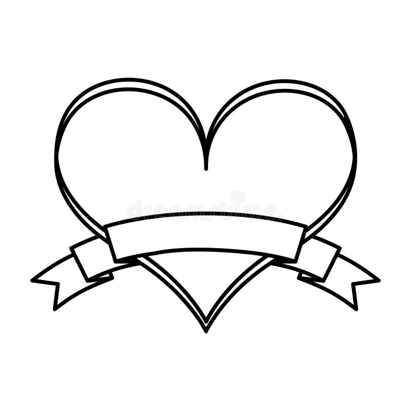 Heart love with ribbon stock vector. Illustration of decoration - 87577137