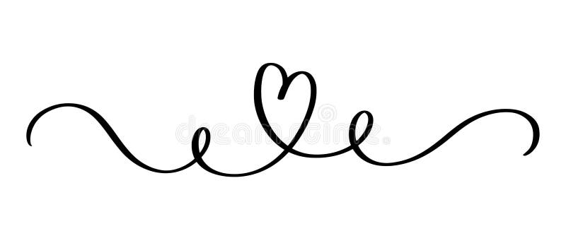 Heart and Love Swirl Divider. Hand Drawn Sketch Doodle Style ...