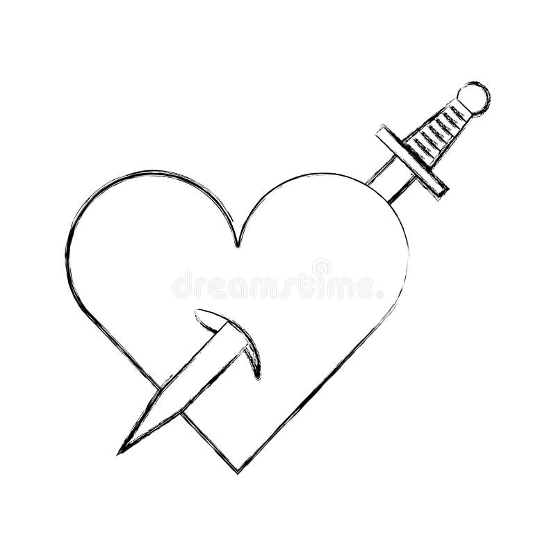 How To Draw A Heart With A Sword Step By Step