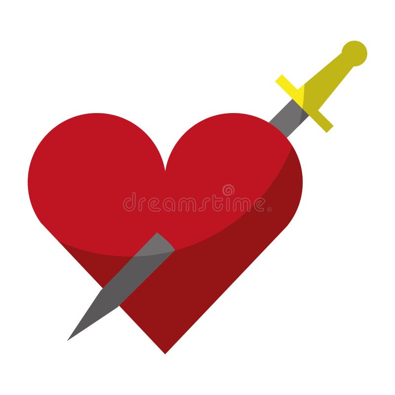 Heart Love with Sword Romantic Icon Stock Vector - Illustration of ...